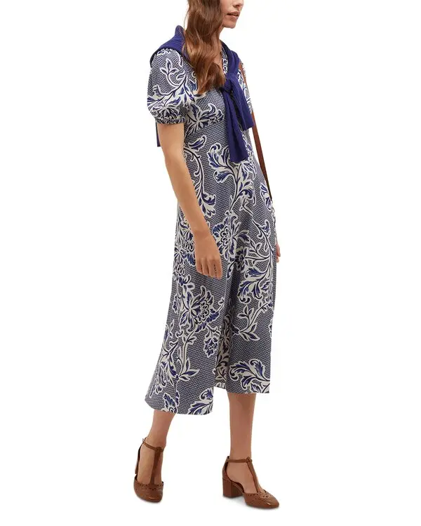 HOBBS LONDON Sidonie Floral Midi Dress - Blue Cream