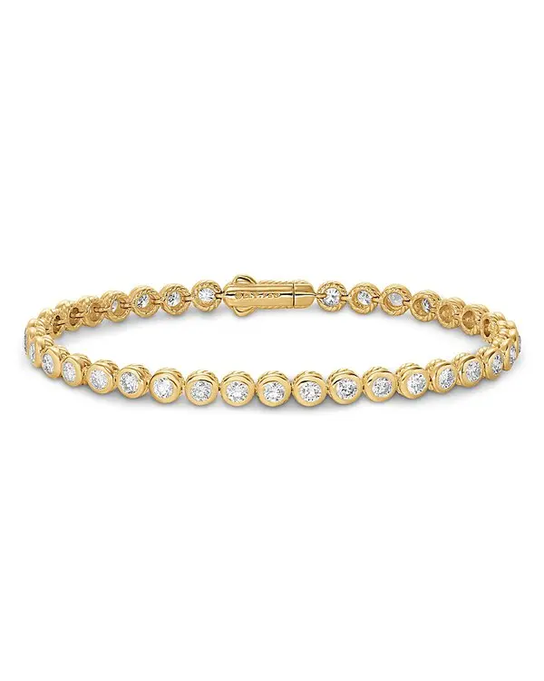 David Yurman 18k Yellow Gold Diamond Bezel Set Tennis Bracelet - White/gold