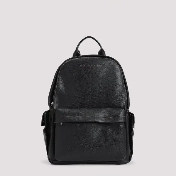 Brunello Cucinelli Grained Leather Backpack - Black
