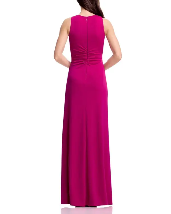 Dress The Population Deb Deep V Pleated Wrap A-line Maxi Dress