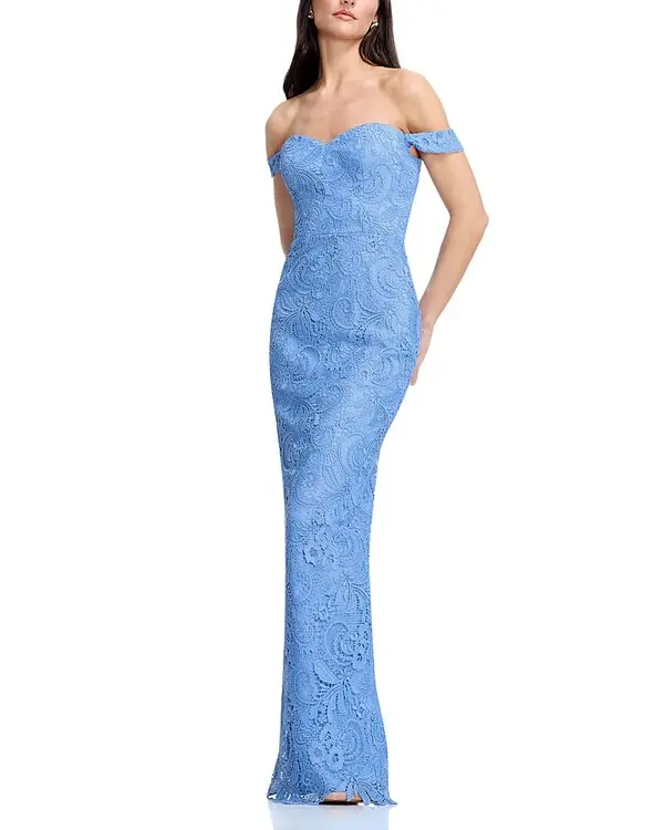 Dress The Population Off-the-shoulder Sheath Gown With Lace Detail