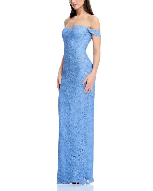 Dress The Population Off-the-shoulder Sheath Gown With Lace Detail