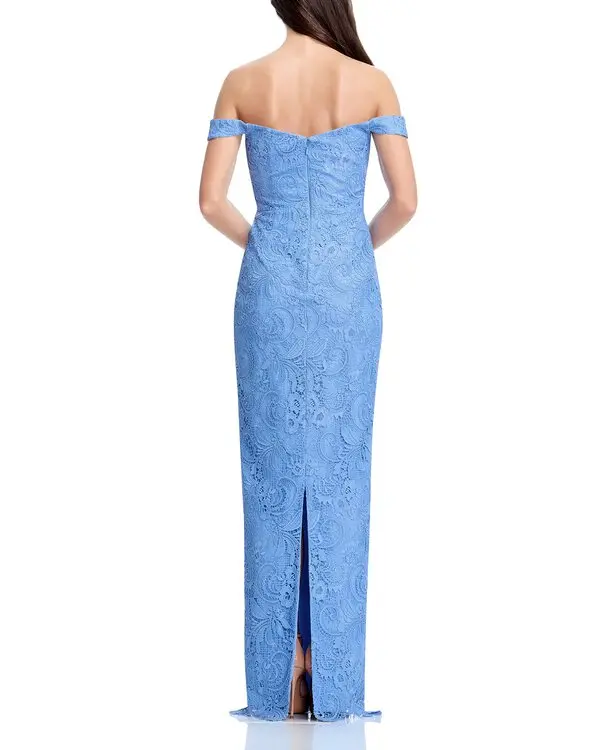 Dress The Population Off-the-shoulder Sheath Gown With Lace Detail