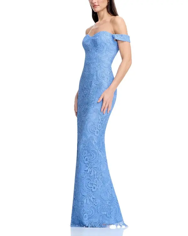 Dress The Population Off-the-shoulder Sheath Gown With Lace Detail