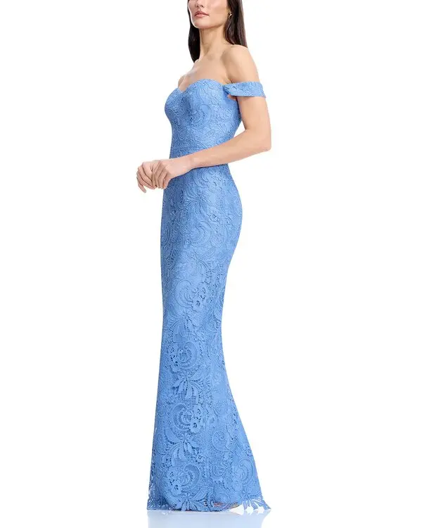 Dress The Population Off-the-shoulder Sheath Gown With Lace Detail