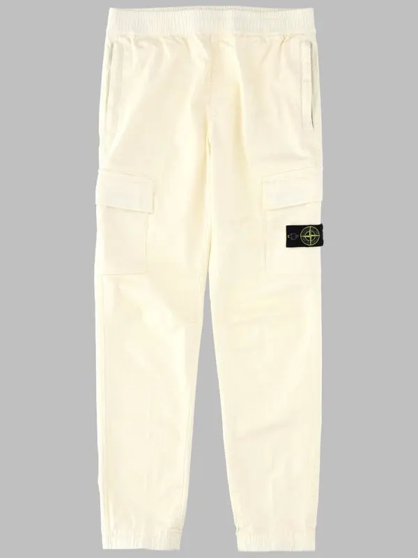 Stone Island Cotton-wool Cargo Pants With Regular Tapered Fit - White