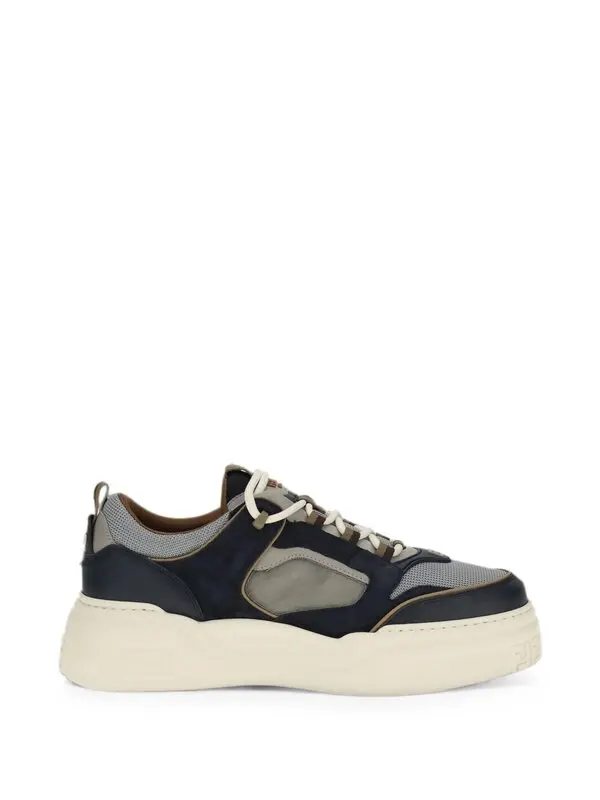 Fendi Force Fabric Sneakers With Suede And Leather Inserts - Navy