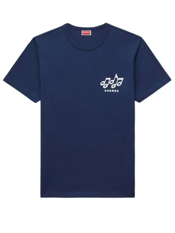 Kenzo Sounds Embroidered Slim-fit Cotton Crewneck T-shirt