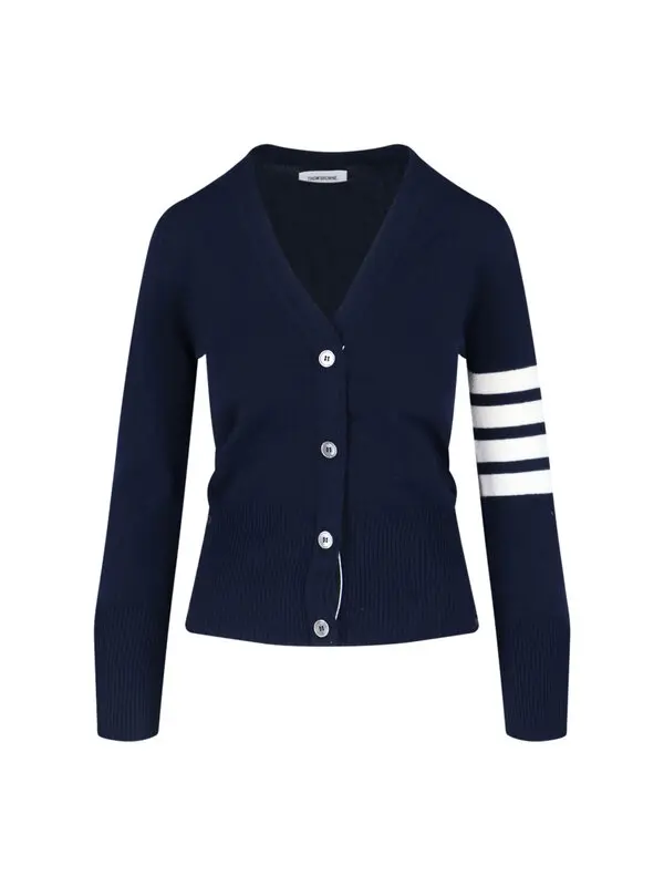 Thom Browne V-neck Button-front Cardigan Sweater - Blue