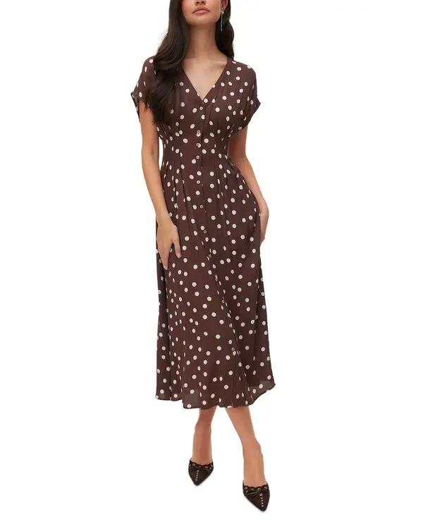 Vero Moda Polka Dot V-neck Dolman Sleeve Midi Dress
