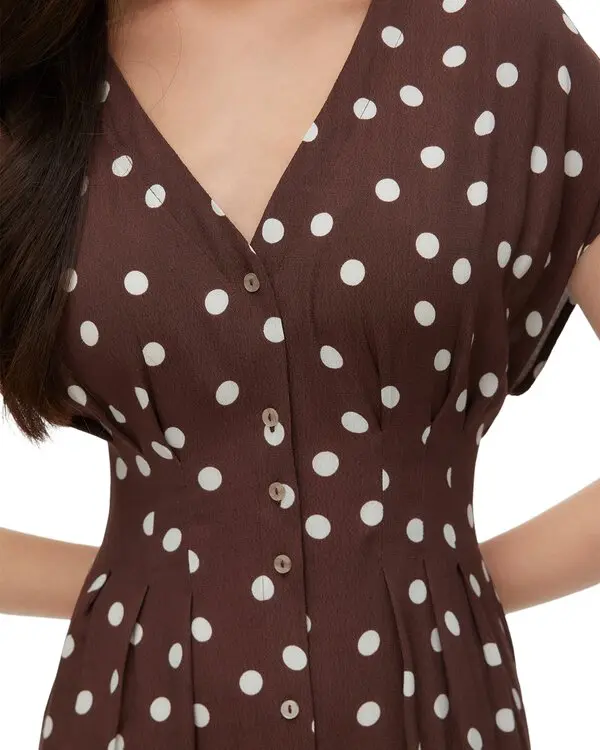 Vero Moda Polka Dot V-neck Dolman Sleeve Midi Dress
