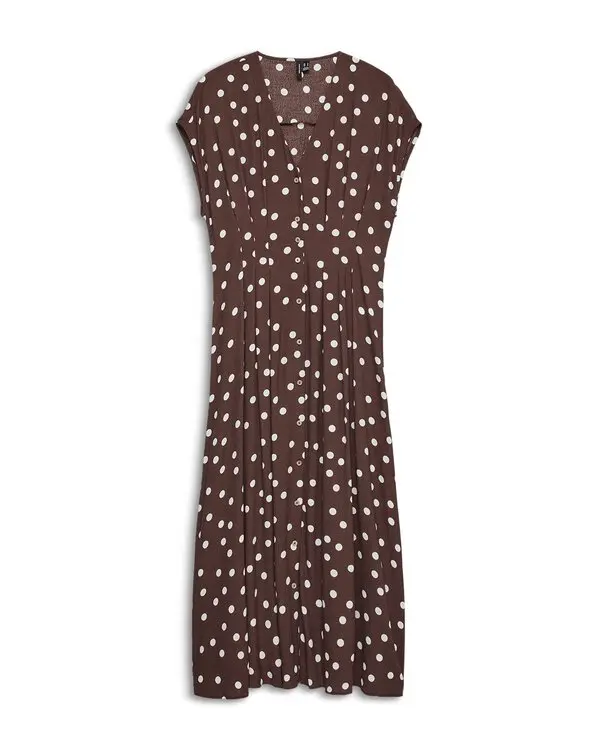 Vero Moda Polka Dot V-neck Dolman Sleeve Midi Dress
