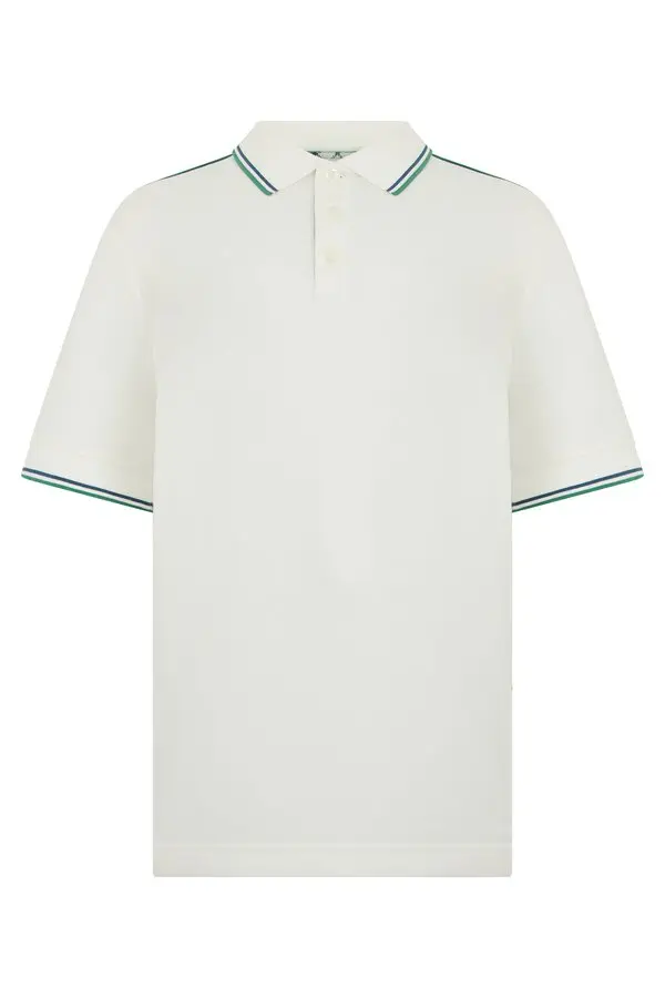 Burberry Short-sleeve Polo Shirt With Contrast Trim - White