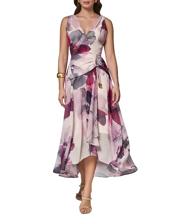 Donna Karan New York Chiffon High Low Dress - Sangria Multi