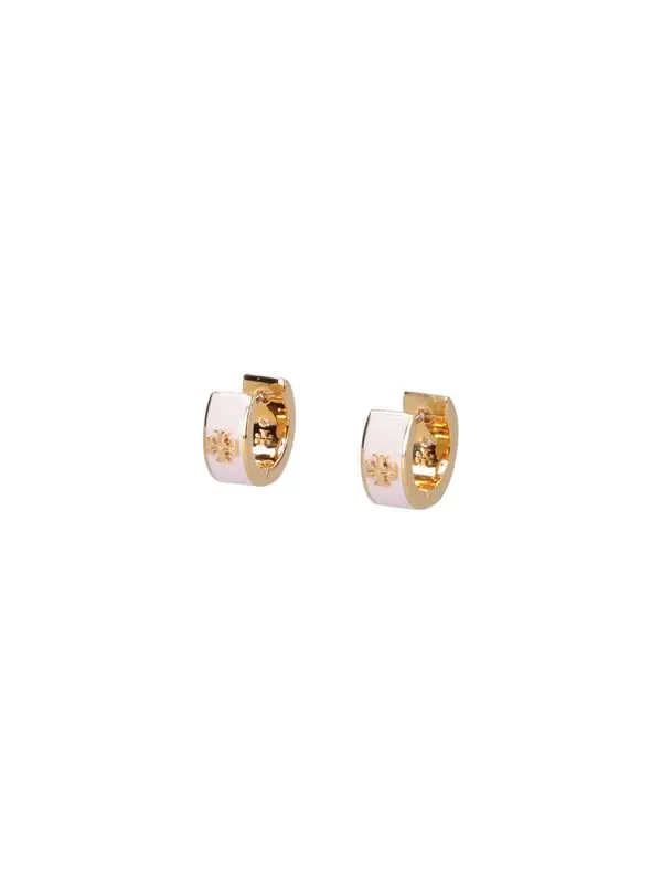Tory Burch Brass & Enamel Stud Earrings With Cubic Zirconia - Gold