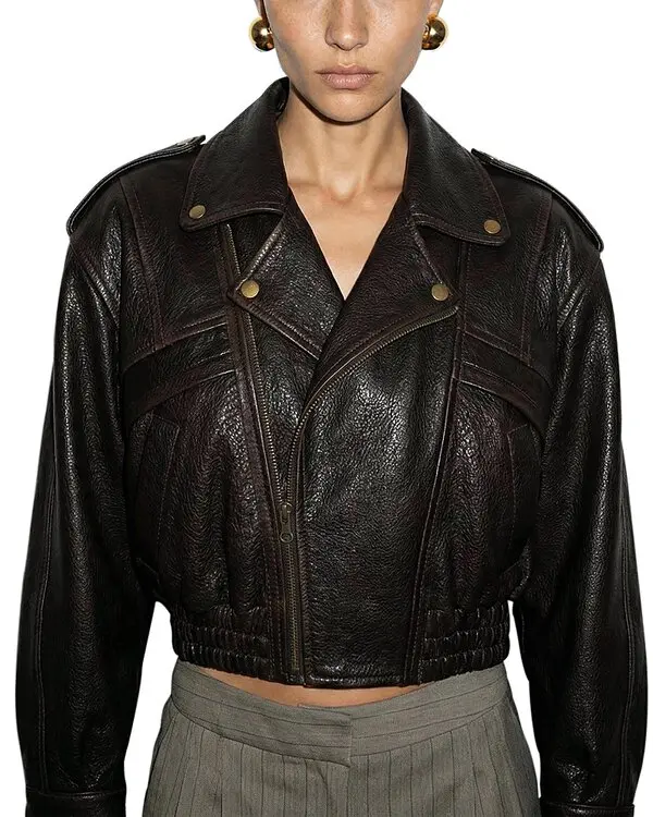 Ronny Kobo Medea Leather Moto Jacket - Brown