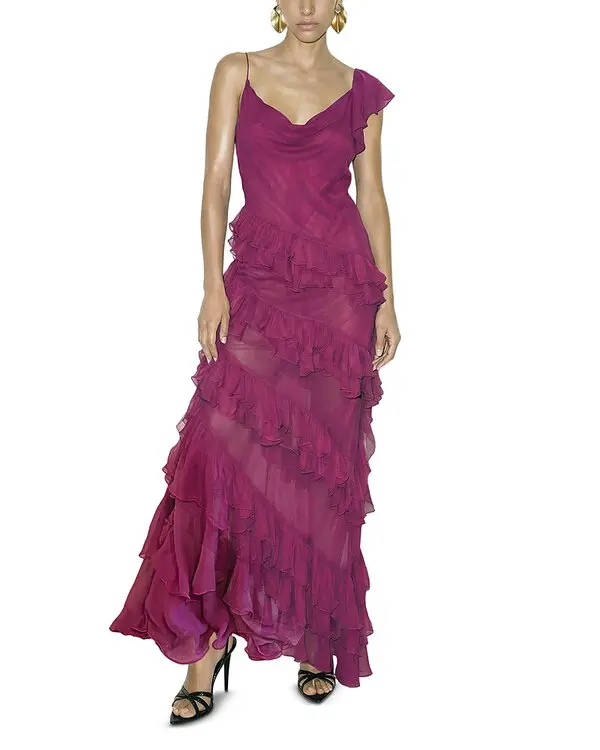 Ronny Kobo Deon Ruffle Trim Dress - Rouge