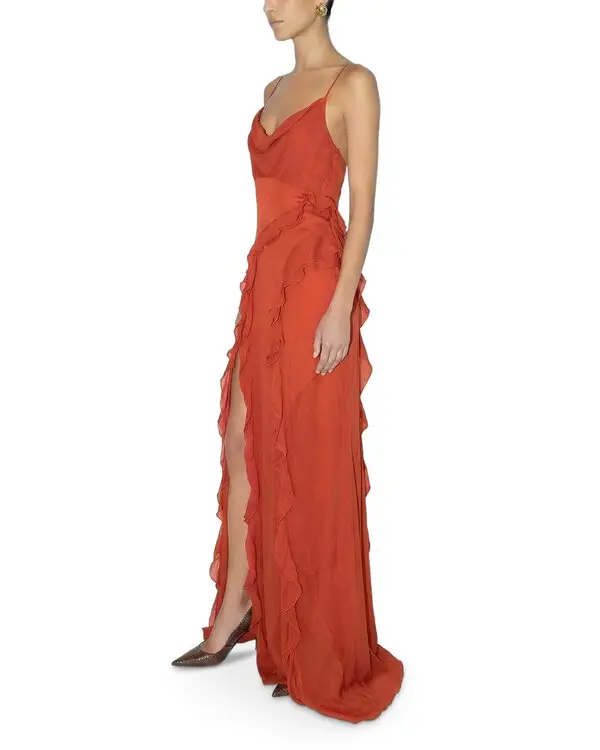 Ronny Kobo Milena Ruffle Trim Maxi Dress