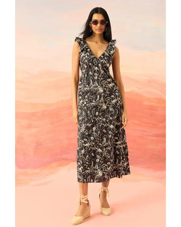 THE GOOD JOURNEY Ruffled Midi Dress