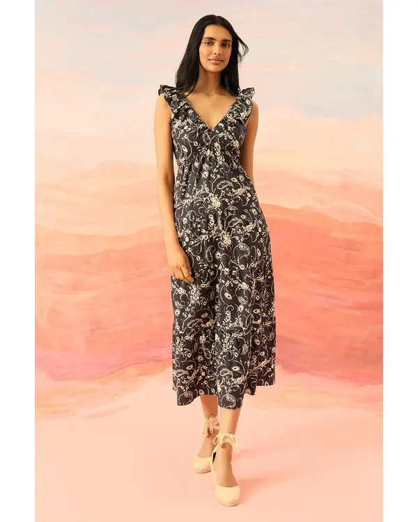 THE GOOD JOURNEY Ruffled Midi Dress