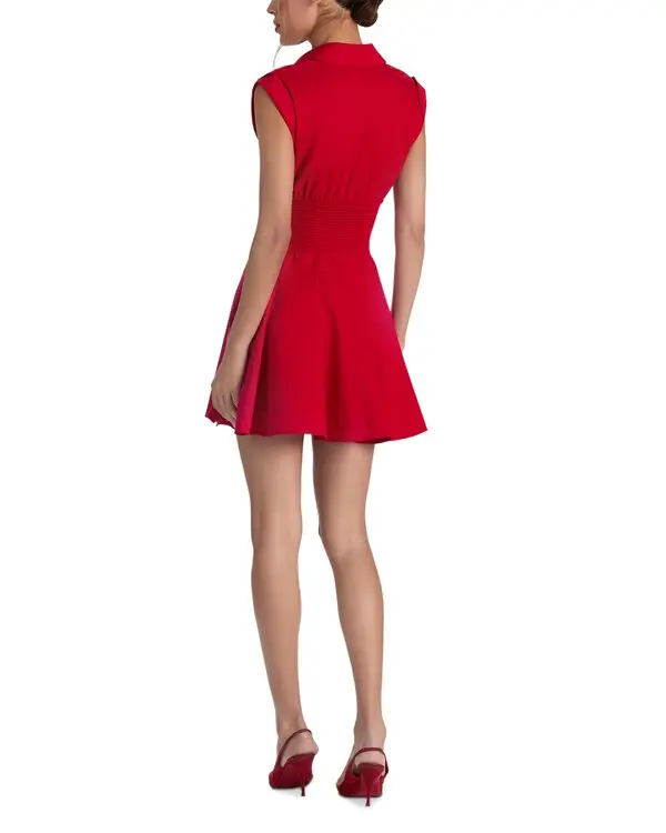 Alice + Olivia Kim Paneled Corset Flare Mini Dress - Hibiscus
