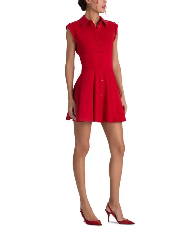 Alice + Olivia Kim Paneled Corset Flare Mini Dress - Hibiscus