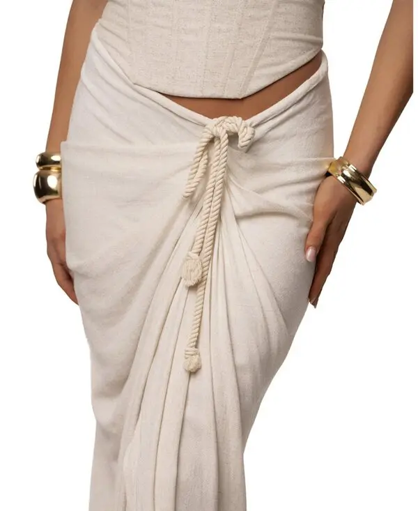 JLUXLABEL Noelia Linen Maxi Skirt With Rope Detail