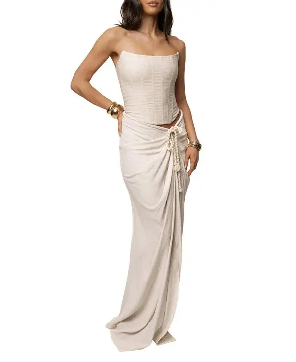JLUXLABEL Noelia Linen Maxi Skirt With Rope Detail