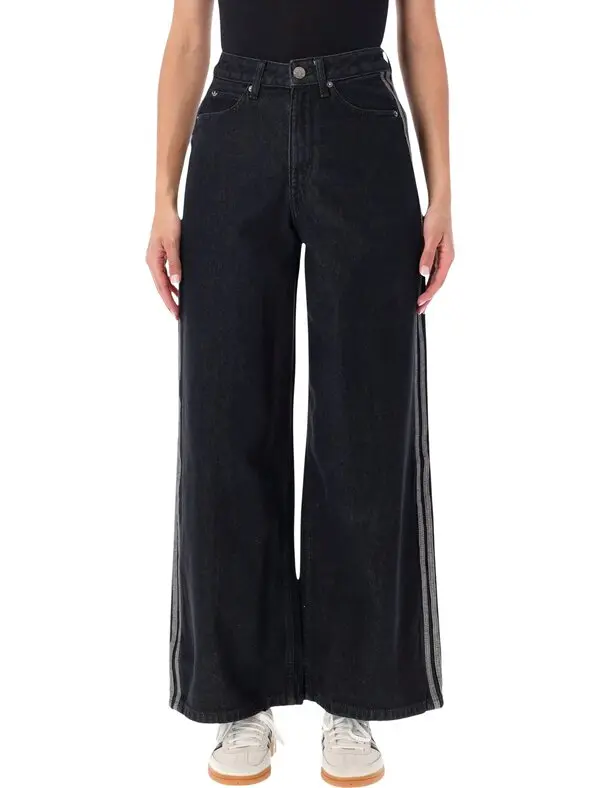 ADIDAS ORIGINALS High-rise Wide-leg Jeans With Side Stripes - Nero