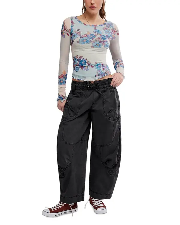 Free People Lilly Printed Long Sleeve Top - Frost Combo