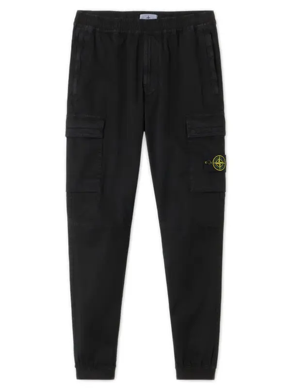Stone Island Drawstring Waist Cargo Pants - Nero