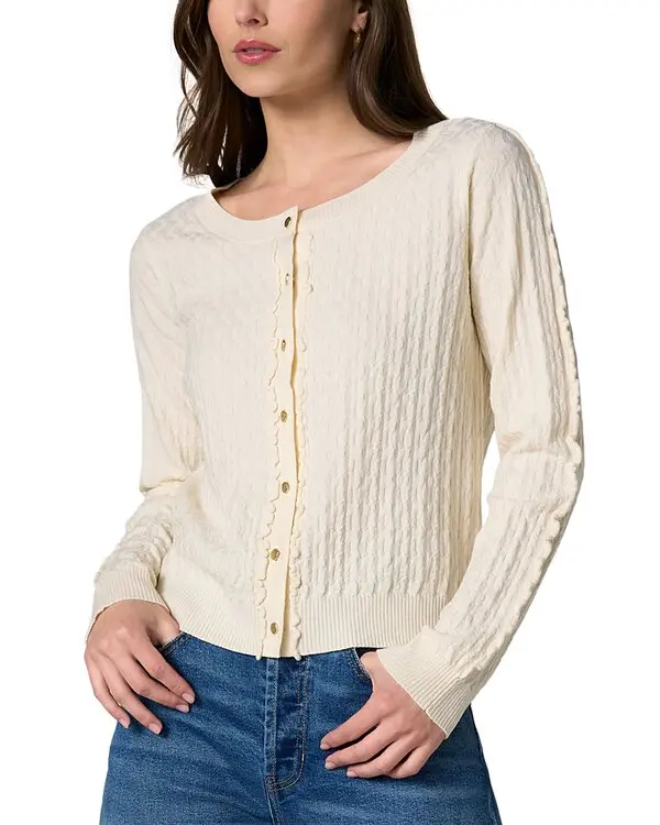 LIVERPOOL Textured Ruffled Cardigan - Cream