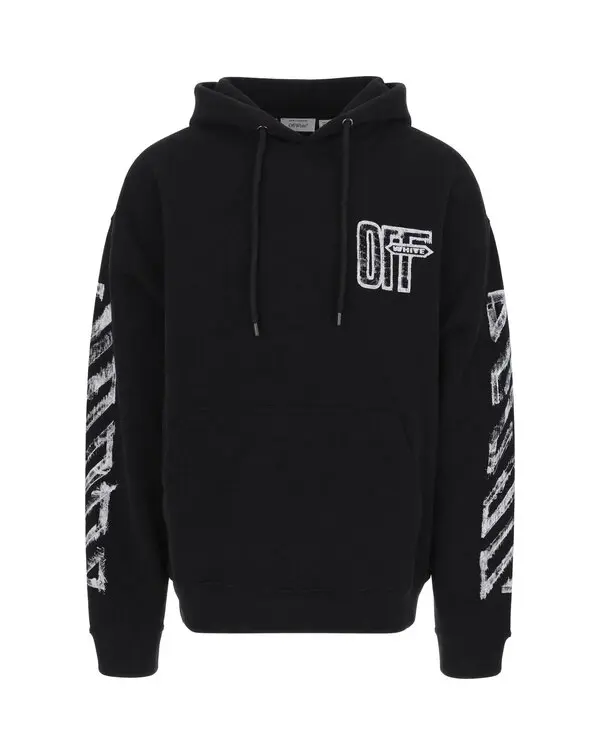 Off-White Graphic Print Pullover Hoodie - Black