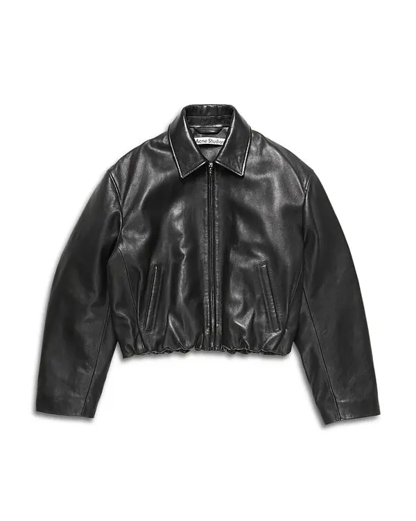 Acne Studios Cropped Leather Jacket - Black
