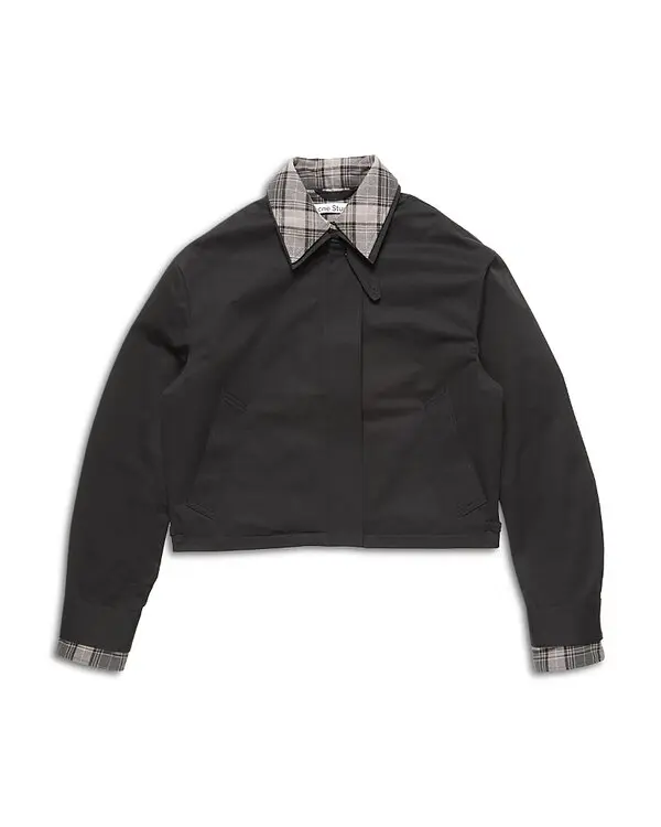 Acne Studios Check Trim Cotton Jacket - Black