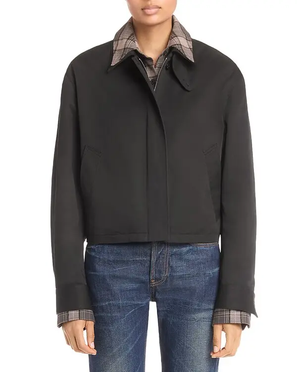 Acne Studios Check Trim Cotton Jacket - Black