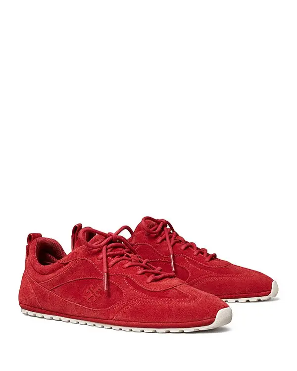 Tory Burch Suede Lace-up Sneakers - Red