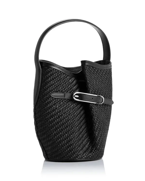 LIFFNER Belted Mini Raffia Bucket Bag