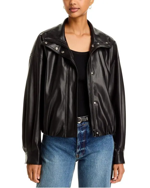 French Connection Dessa Faux Leather Funnel Neck Jacket