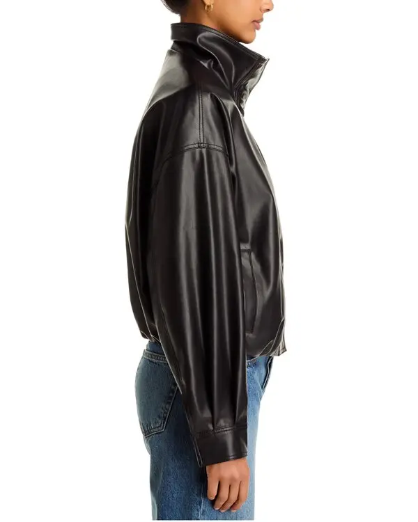 French Connection Dessa Faux Leather Funnel Neck Jacket