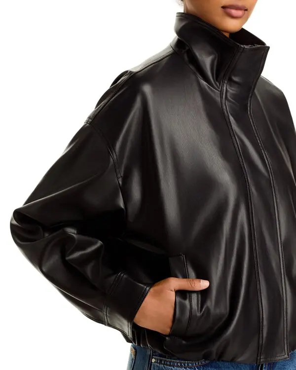 French Connection Dessa Faux Leather Funnel Neck Jacket
