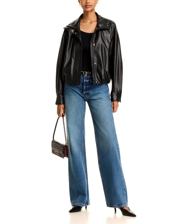 French Connection Dessa Faux Leather Funnel Neck Jacket