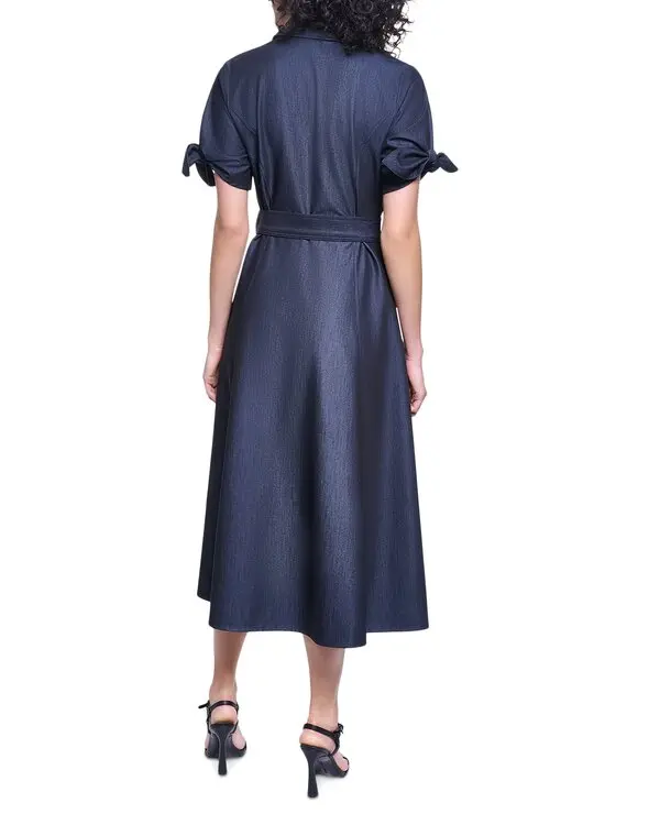 Karl Lagerfeld Paris Belted Denim Midi Shirt Dress