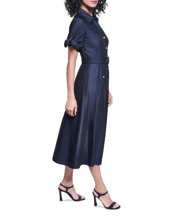 Karl Lagerfeld Paris Belted Denim Midi Shirt Dress