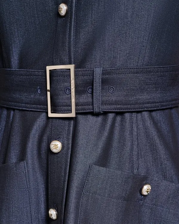 Karl Lagerfeld Paris Belted Denim Midi Shirt Dress
