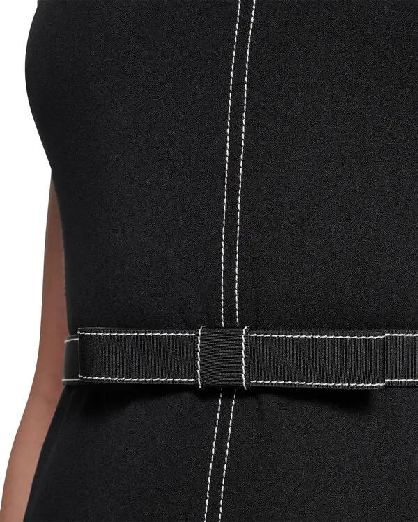 Karl Lagerfeld Paris Contrast Stitch Belted Midi Dress