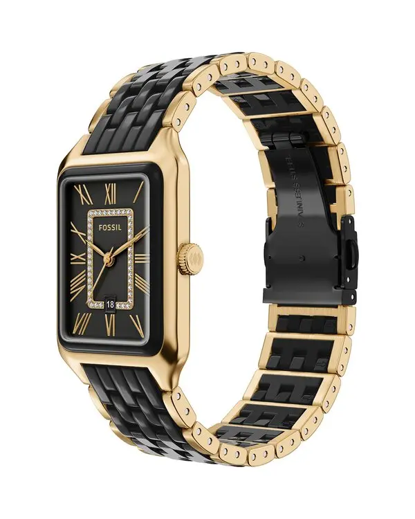 Fossil Raquel Watch Rectangular Stainless Steel Two-tone Link Bracelet