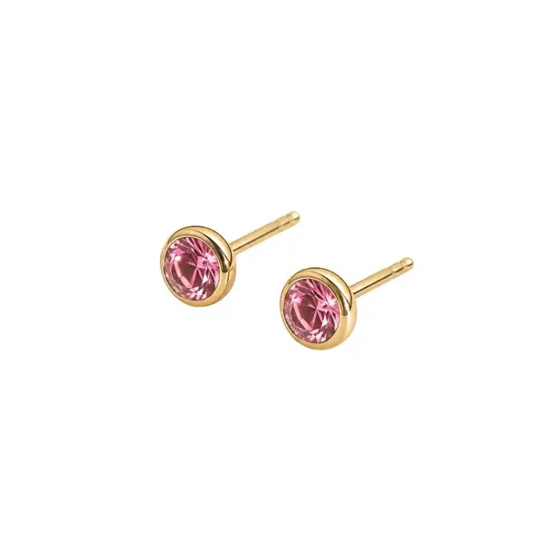 LILY FLO JEWELLERY Gold Pink Sapphire Bezel Set Stud Earrings - Gold/pink