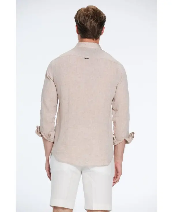 MOEVA Harry Khaki Linen Shirt With Spread Collar