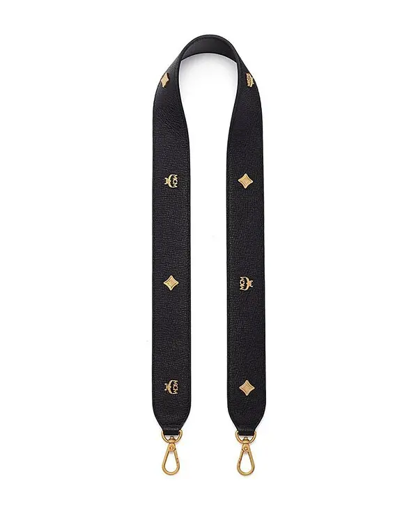 Mcm Pina Shoulder Strap In Studded Calfskin - Black